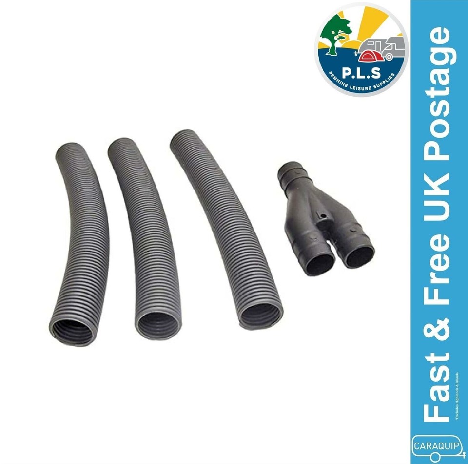 Caravan Waste Water Outlet Flexi Pipe Y Connection Kit 28.5mm Waste Hog ...
