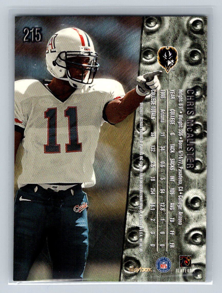 1999 SkyBox Metal Universe Chris McAlister #215 Baltimore Ravens | eBay