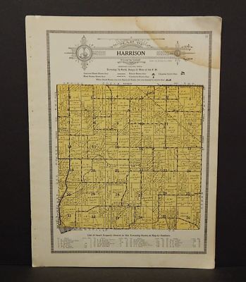 Iowa Mahaska County Map Harrison Township 1920 W10#32 | eBay