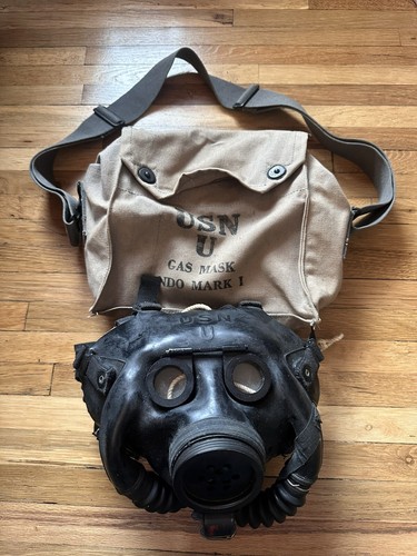 WWII US Navy USN NDO Mk I Optical Gas Mask & Carry Bag - Dtd 1944 - NOS ...