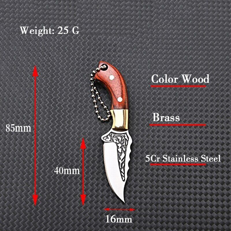 MINI Portable Fixed Blade Knife Straight Knife Leather Sheath Keychain ...