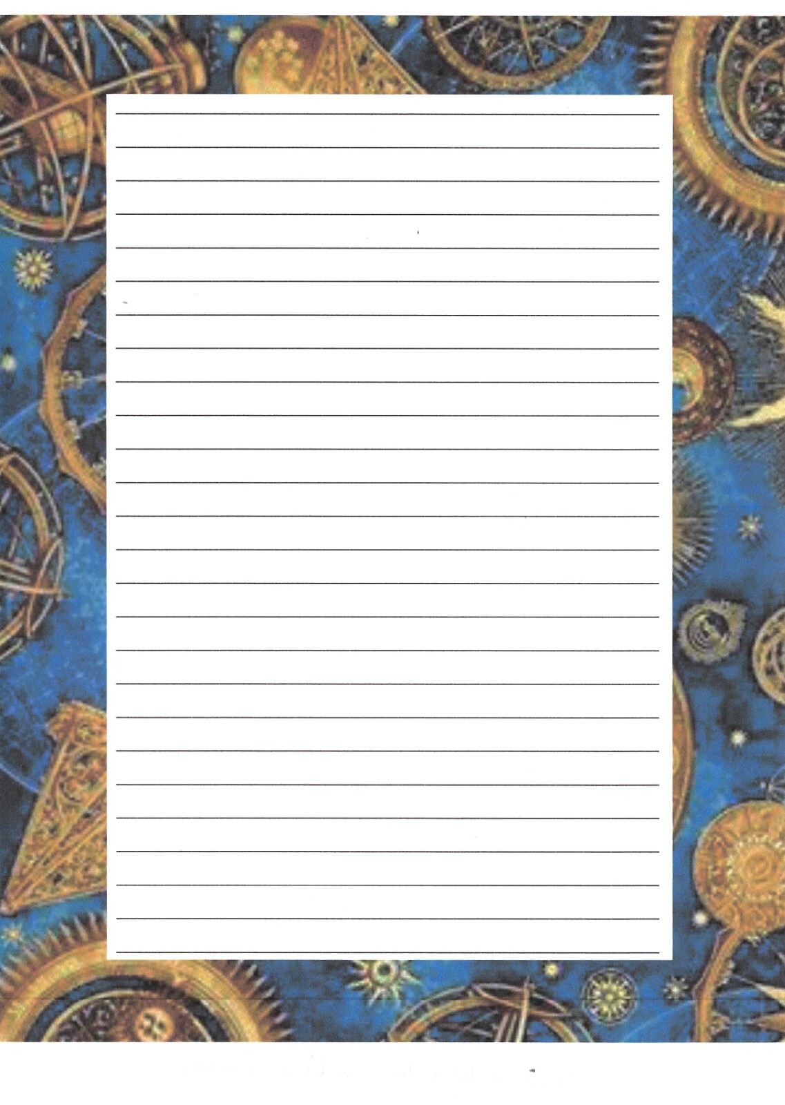 20 Sheets 5 Envelopes A5 Letter Writing Set: Stars gold orbs on blue ...