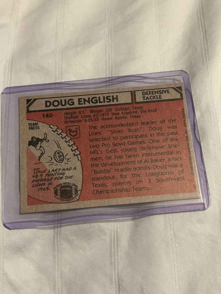 1980 Topps- Doug English #140- Detroit Lions | eBay