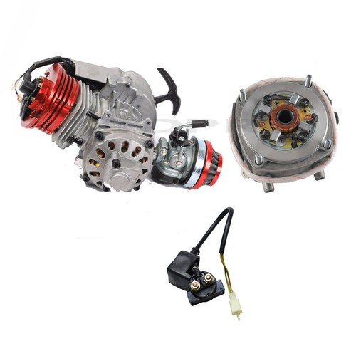 49cc 50cc Big Bore 2 Stroke Engine Electric Start Motor Pocket Bike ATV ...