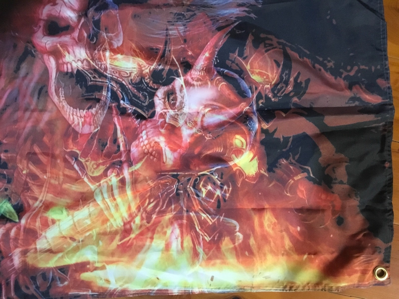 Fantasy skull occult sign wall hanging bar Mancave flags demon devil ...