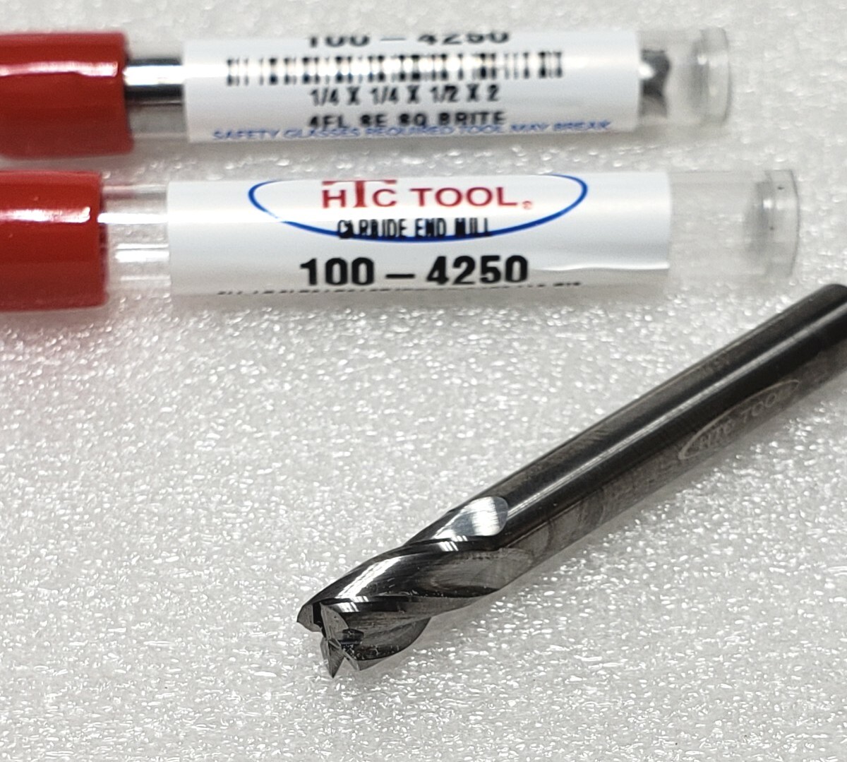 Lot of 2- HTC TOOLS 100-4250 CARBIDE 1/4 Diameter, 4 flute STUB End ...