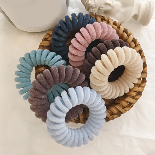 Telephone Wire Flocked Knit Hair Rope Elastic Rubber Bands Scrunchie ...