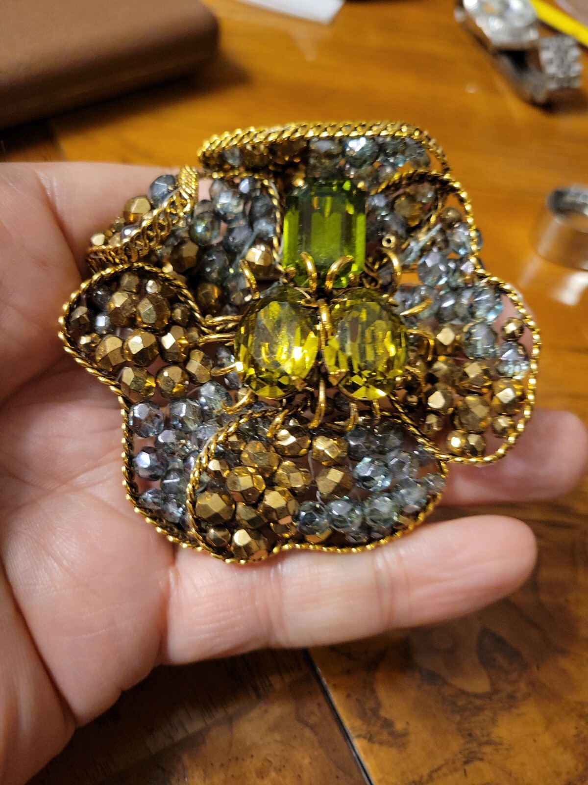 RARE VINTAGE ERICKSON BEAMON SIGNED LARGE GEM STONE DECORATED BROOCH | eBay