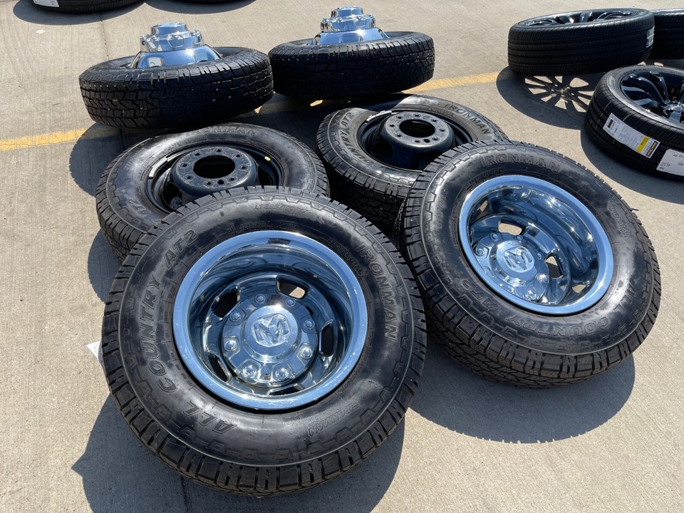 17" Dodge Ram 3500 Dually Laramie 8x200 wheels rims 2703 2704 OEM tires ...