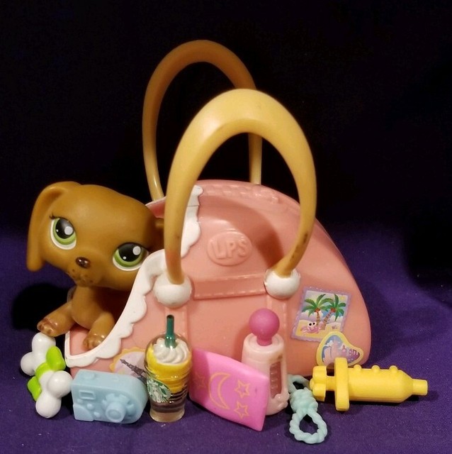 Littlest Pet Shop LPS #139 Dachshund Dog with Green Eyes and Portable ...
