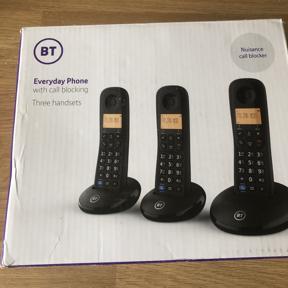 BT Trio Digital Cordless Home Phone , BT Everyday Call Blocking Black ...