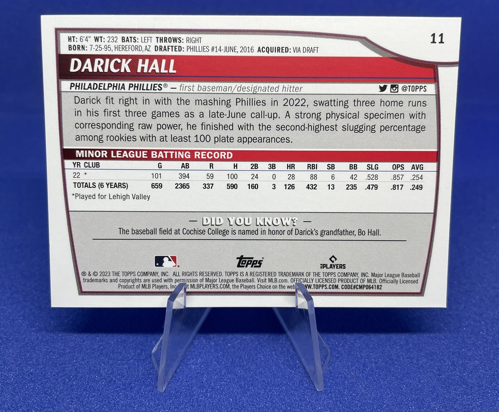 2023+Topps+Big+League+-+%2311+Darick+Hall+%28RC%29 for sale online | eBay