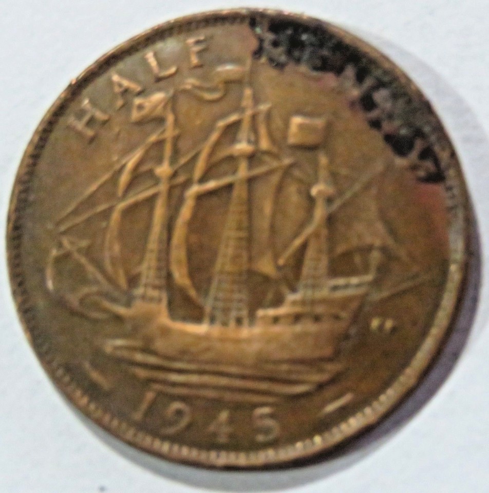 1945 united kingdom half penny George VI with 'IND:IMP' CIRCULATED ...