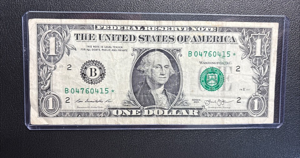 2013 $1 Dollar B Series STAR NOTE #04760415 DUPLICATED ERRORS MADE IN ...