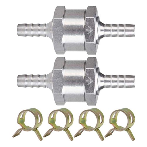Aluminum 6mm Fuel Check Valves with 4 Hose Clamps for Easy Installation ...
