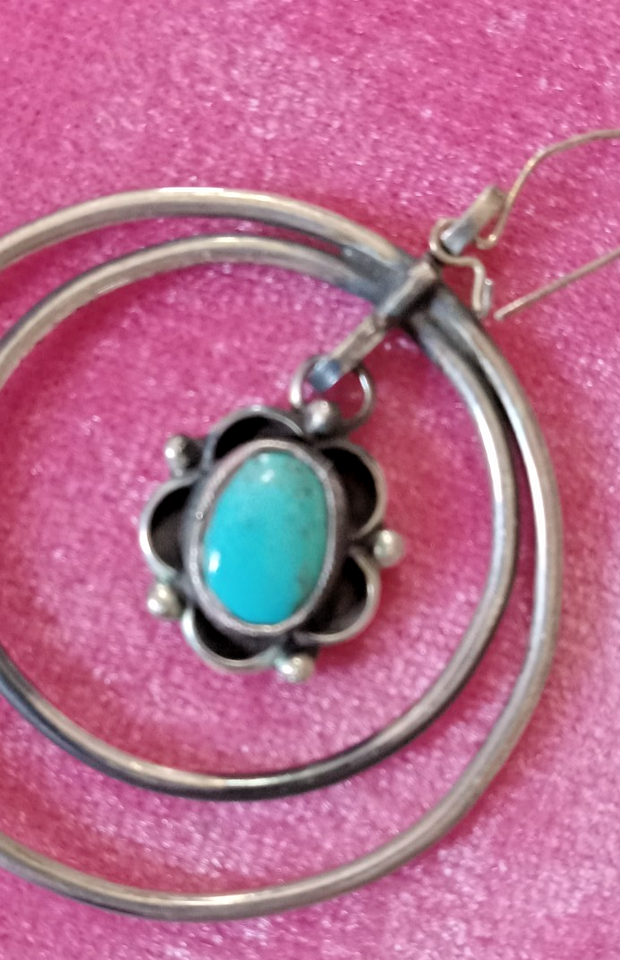 VINTAGE SOUTHWEST DOUBLE HOOP TURQUOISE DANGLE EARRINGS | eBay