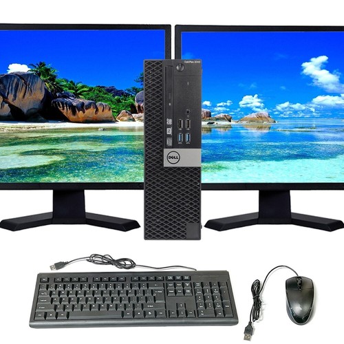 Dell Windows 10 PC Desktop Computer Intel i5 8GB RAM 500GB HD Dual 20in ...