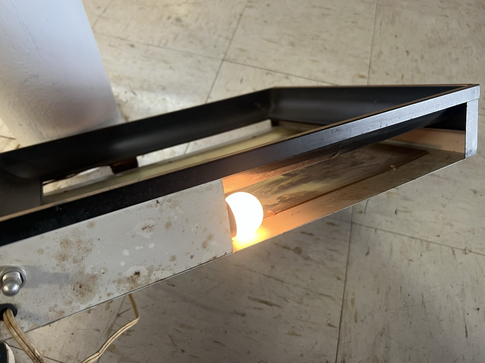 Vintage Metal Shadow Box Lighted Picture Frame mid century modern ...