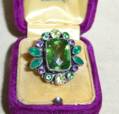 NICKY BUTLER 925 Sterling Silver Vintage Peridot & Amethyst Ring Sz 7 ...