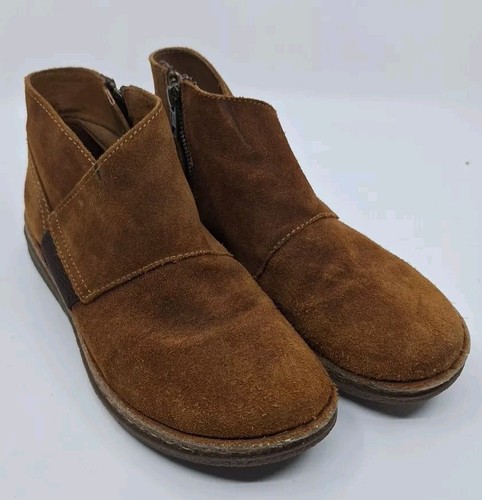 Born Tora Ankle Boots Glazed Ginger Distressed Leather Round Toe Zip ...