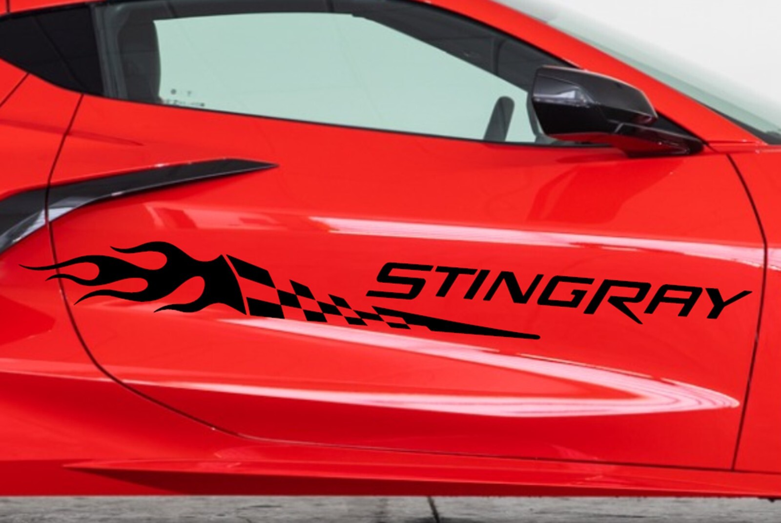 STINGRAY Checkered Flag Vinyl Decal Racing Stripes (Fits Chevy CORVETTE ...