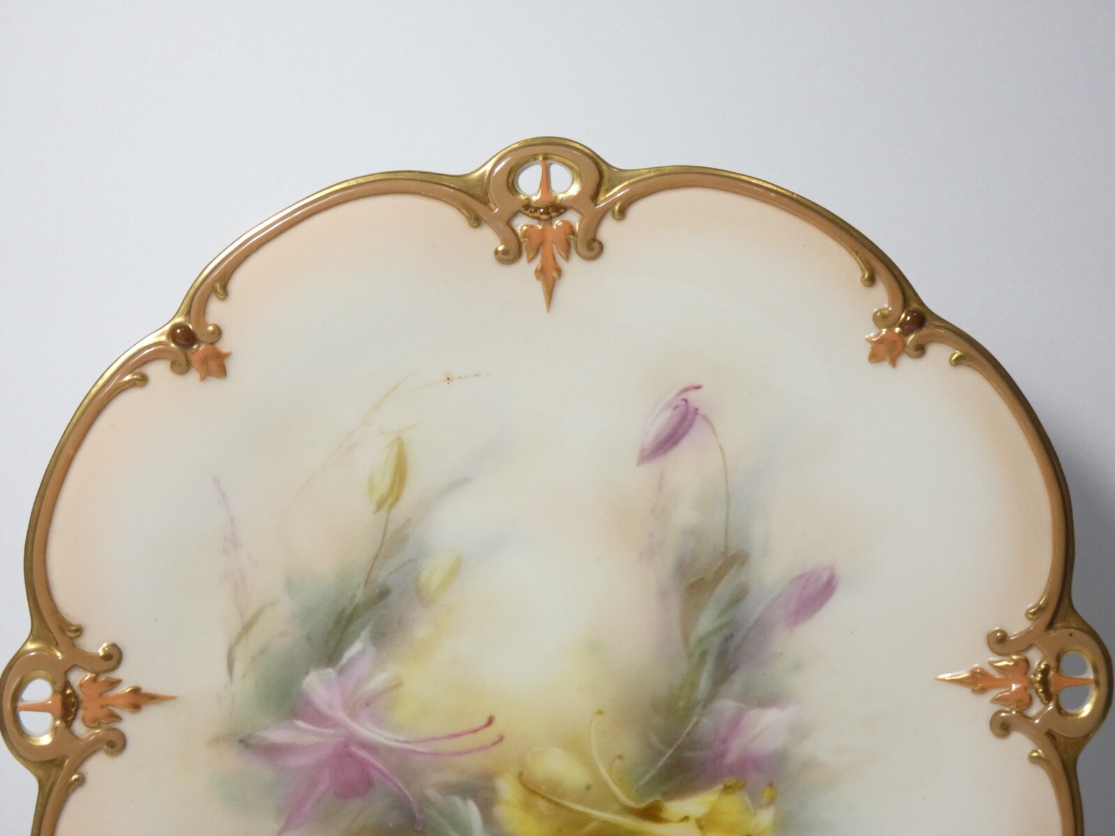 ANTIQUE JAMES HADLEY HADLEY'S WORCESTER ENGLAND COLLECTOR PLATE FLORAL ...