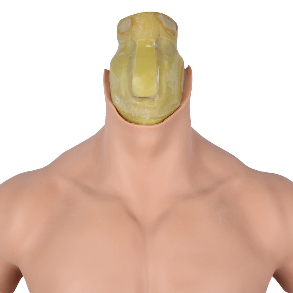 US Stock Breastplate Silicone Male Fake Chest Muscle Bodysuit Cosplay ...