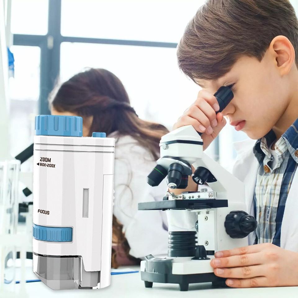 AU 80-200X Handheld Pocket Microscope 12PCS Specimen Slides Lab ...