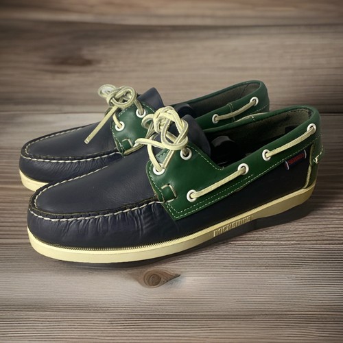 Sebago Docksides Portland Blue Navy / Forest Green Mens Size 7.5 W | eBay