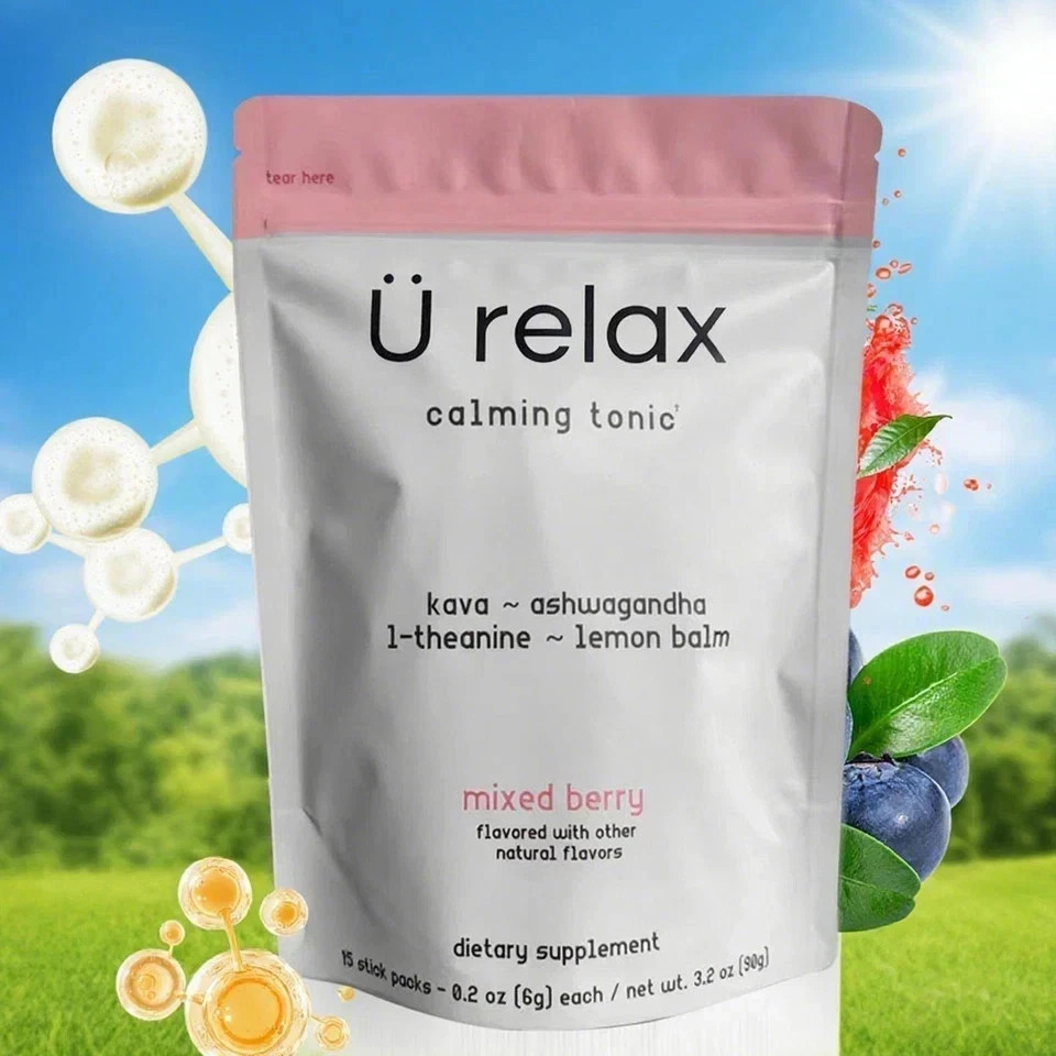 U Relax Calming Tonic 15 Packets MIXED BERRY Flavor Relax Calming Drink ...