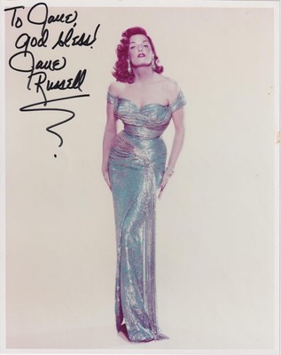 JANE RUSSEL HAND SIGNED AUTOGRAPHED 8X10 B&W PHOTO "A GREAT ACTOR" | eBay