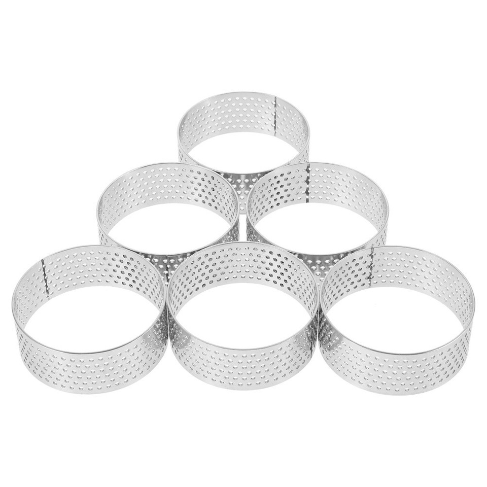 6pcs Round Tarts Rings Stainless Cake Rings Metal Mousse Circle Baking ...