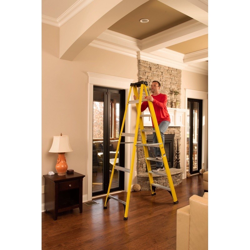 8ft Fiberglass Step Ladder Non-conductive Durable Slip Resistant Tool ...