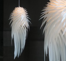 Modern IRACUS White Feather Wing Ceiling Light Pendant Lamp Chandelier ...