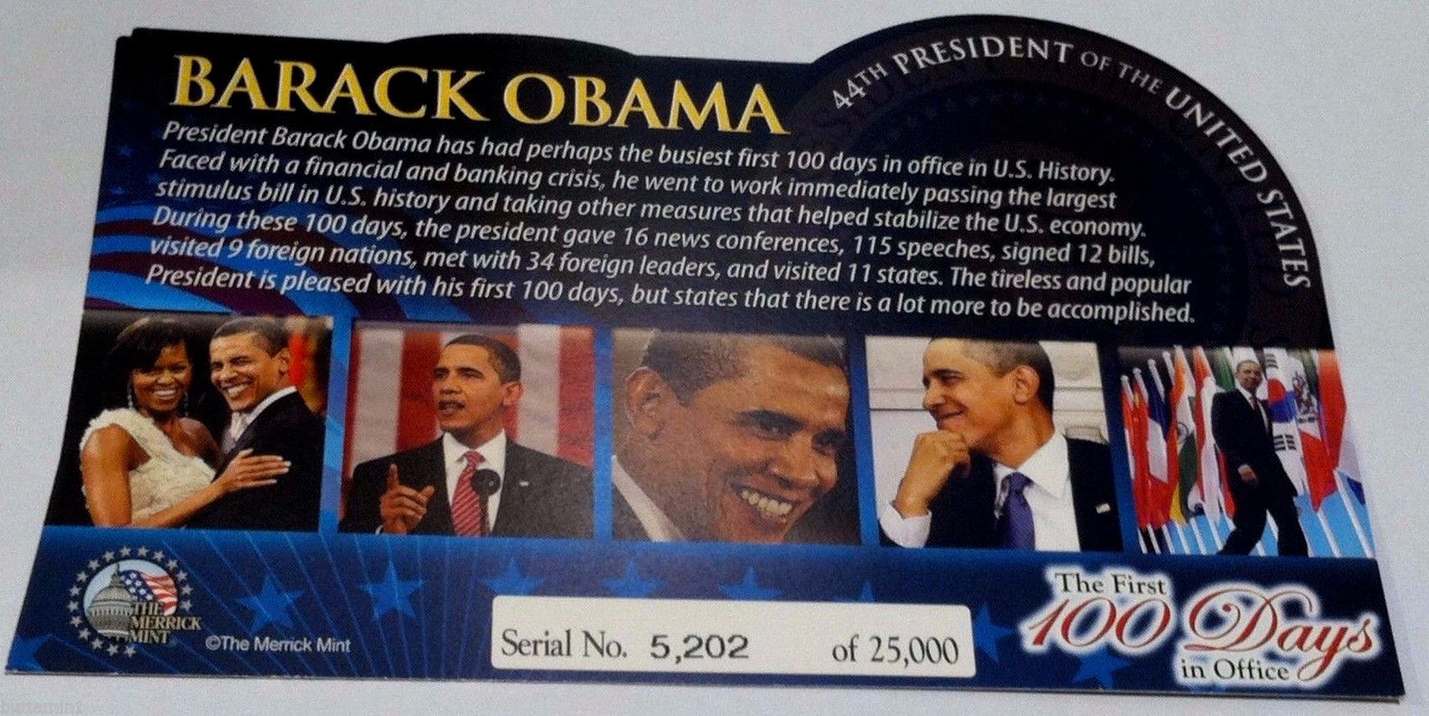BARACK OBAMA Commemorative KIT BOXED 24 KT GOLD Plate COIN 2 Card Sets ...