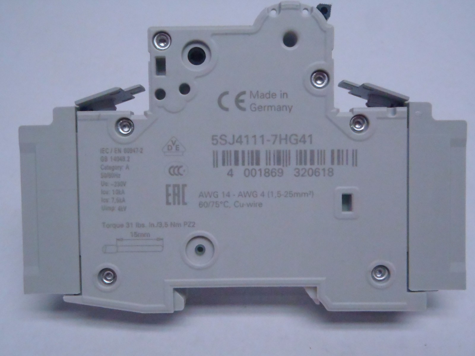 SIEMENS 5SJ4111-7HG41 5SJ4 111-7HG41 MCB UL489 1-POLE 5A C-TRIP TYPE ...