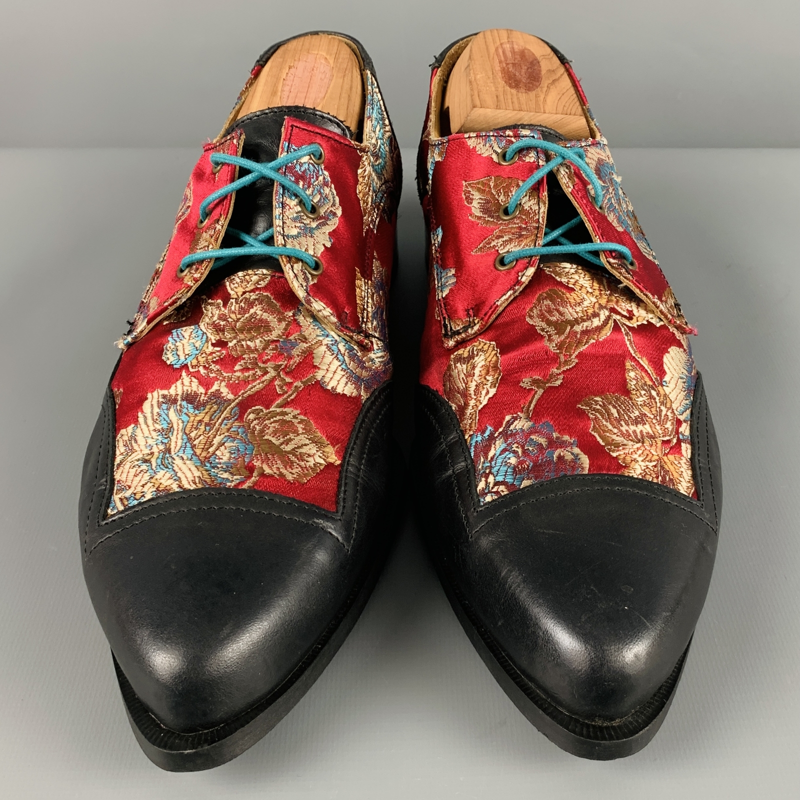 JOHN FLUEVOG Taille 7 Noir Rouge Floral Jacquard Chaussures à Lacets | eBay
