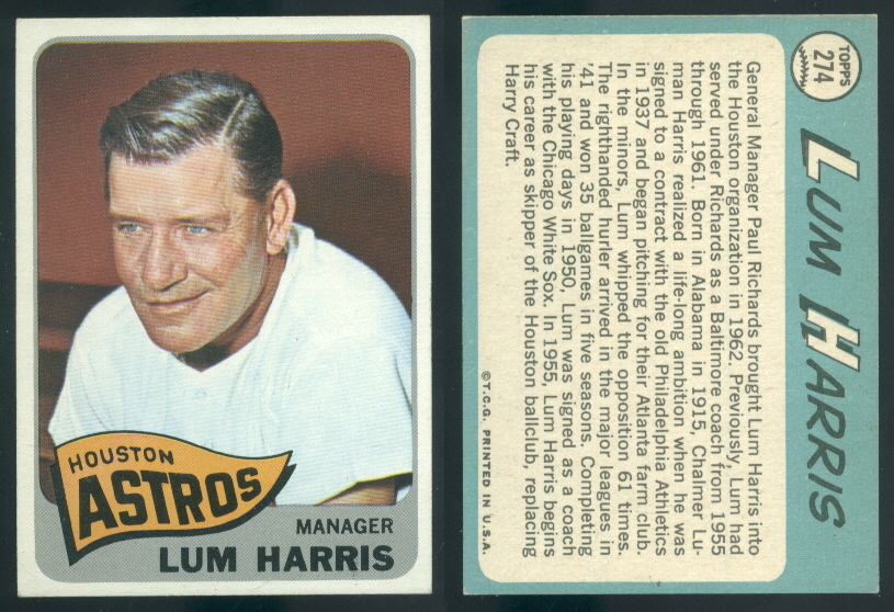 (51045) 1965 Topps 274 Lum Harris Astros-EX+ | eBay