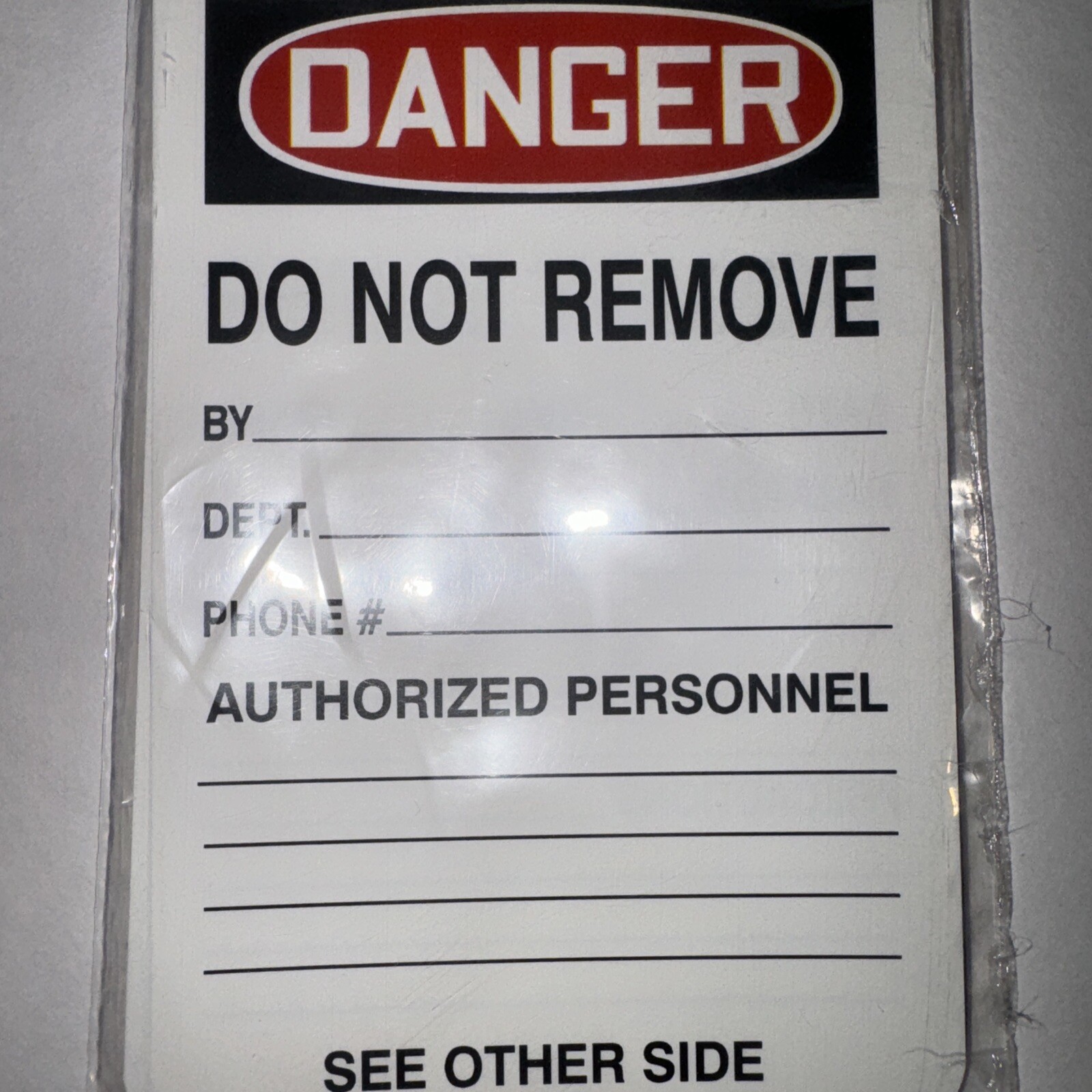 Accuform 6" x 3 1/4" PF-Cardstock Lockout Tag DANGER..DO NOT REMOVE ...