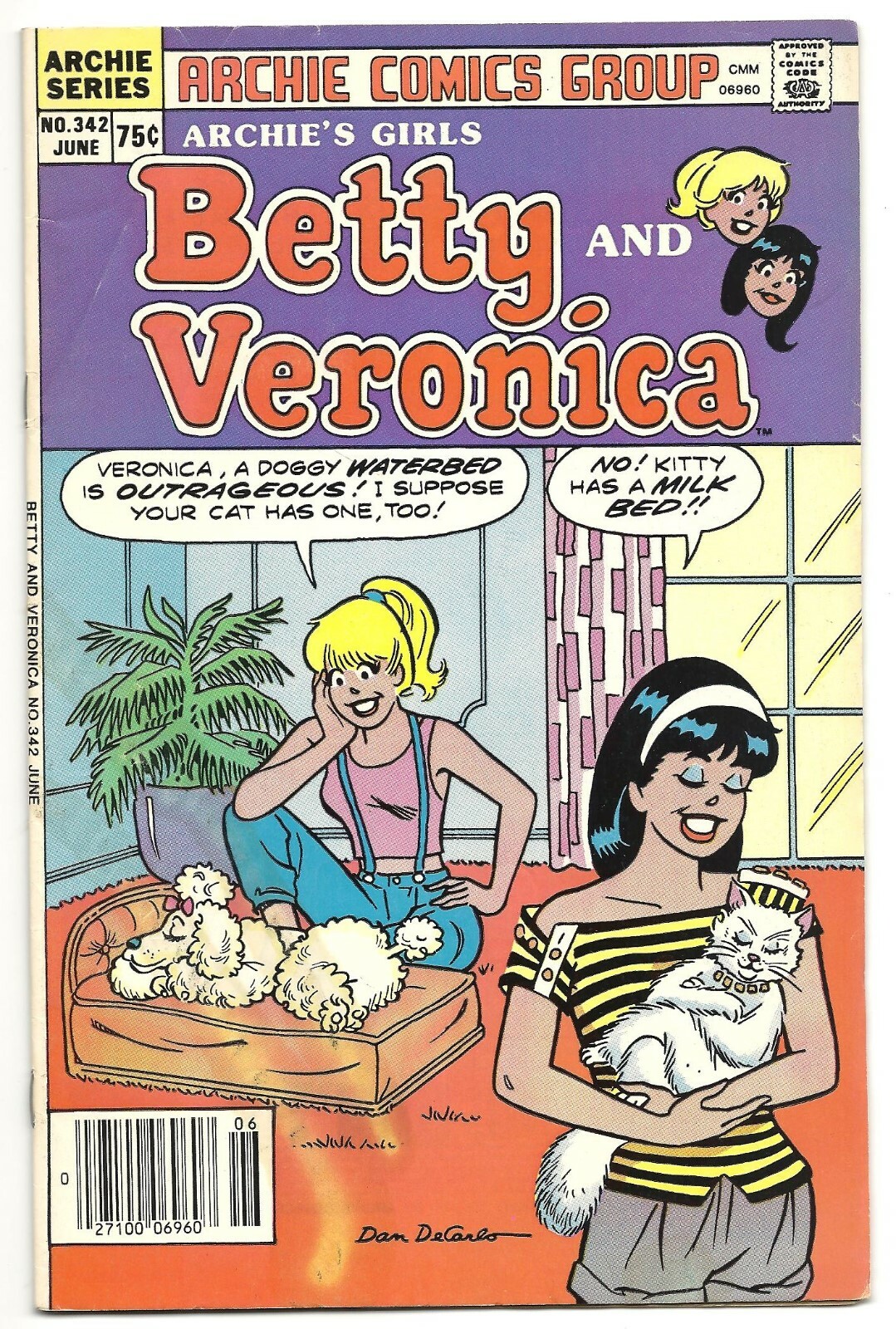 ARCHIE Comics, BETTY AND VERONICA #342, June 1986. Waterbeds for Dogs ...