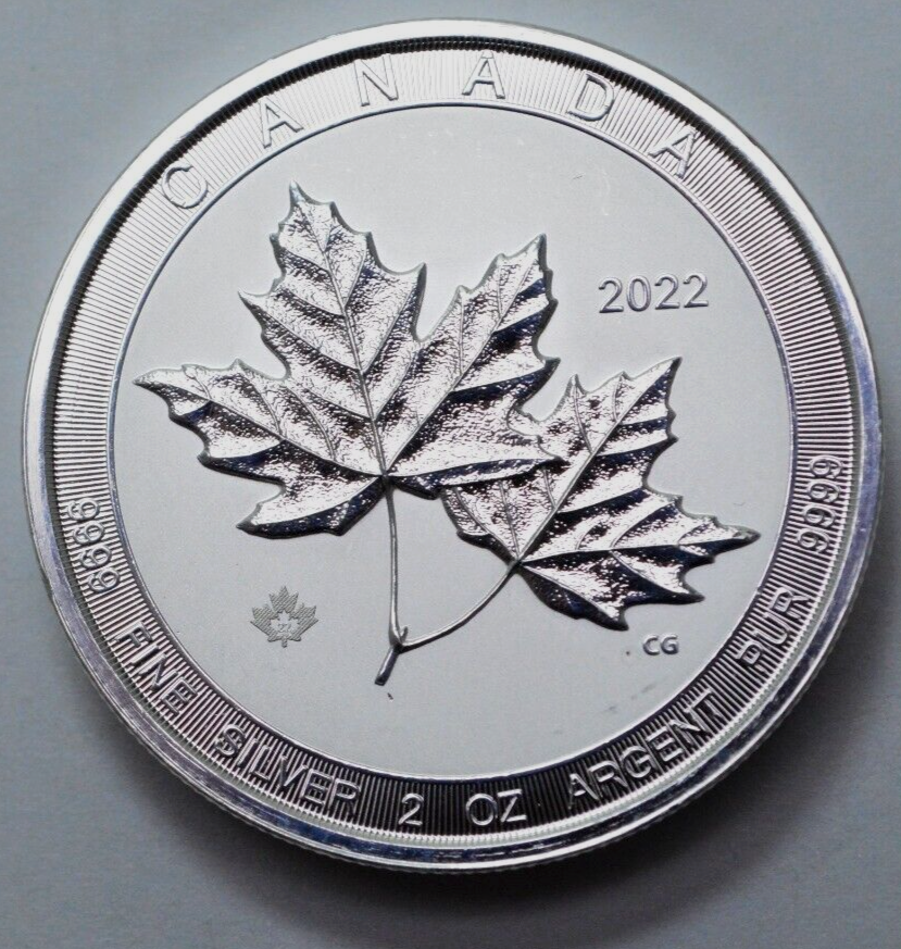2022 2 OZ 9999 SILVER ROUND $10 DOLLAR CANADA TWIN MAPLES COIN, NO ...