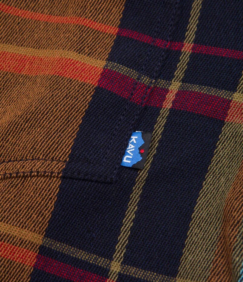 Kavu Plaid Ocean Depth Carrick Button-Up Mens Shacket Large Barn Shirt ...