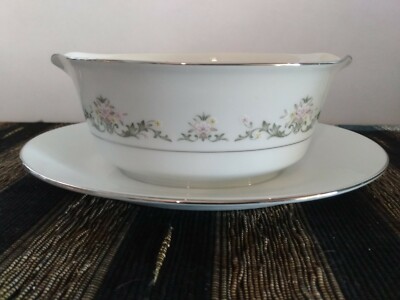 Noritake china, Early Spring 2362 gravy boat with attached underplate ...