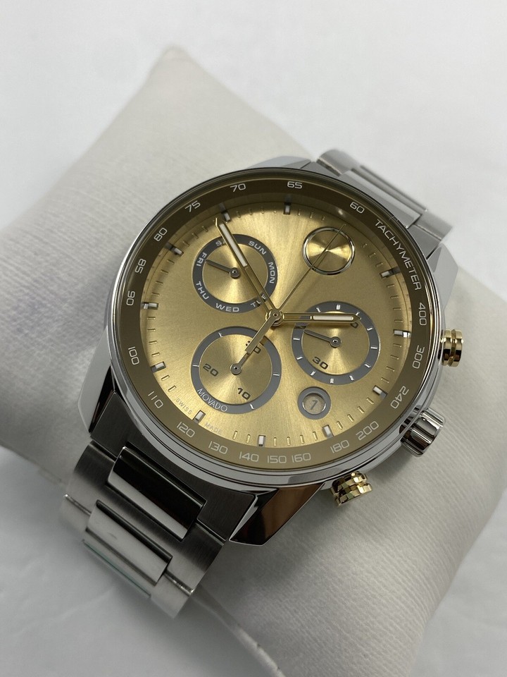 Movado Bold Verso Chronograph Quartz Silver Tone Steel Men's Watch ...