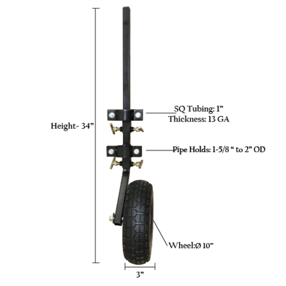 10" x 3" Adjustable Gate Wheel Solid Rubber Metal/Pipe Fits 1 5/8"-2 ...