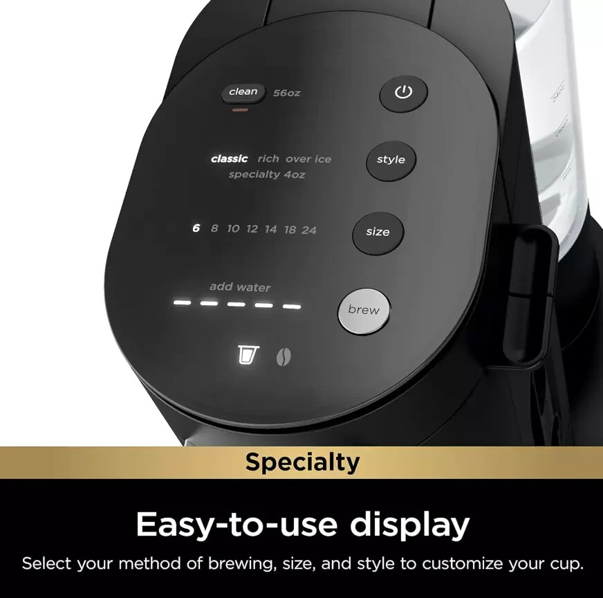 Ninja PB051 Pod & Grounds Specialty Single-Serve Coffee Maker Black ...