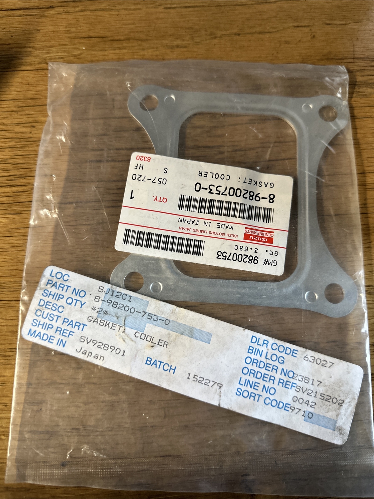 Genuine Isuzu Gasket Cooler 8982007530 / 8-98200-753-0 OEM for sale ...