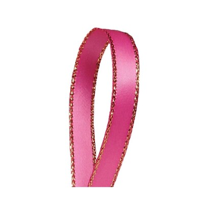 Pink Gold Ribbon | Hot Pink Gold Edge Satin Ribbon - 3/8in. x 50Yds ...