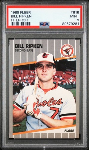 Billy Ripken 1989 Fleer FF Error Card #616 Orioles F__K Face PSA 9 ...