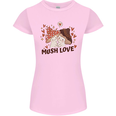 Mush Love Funny Mushroom Mycology Womens Petite Cut T-Shirt | eBay UK